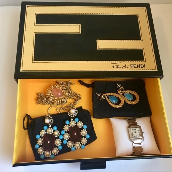 Fendi | Bath | Vintage Rare Black Gold Fendi Patent Leather Logo ...